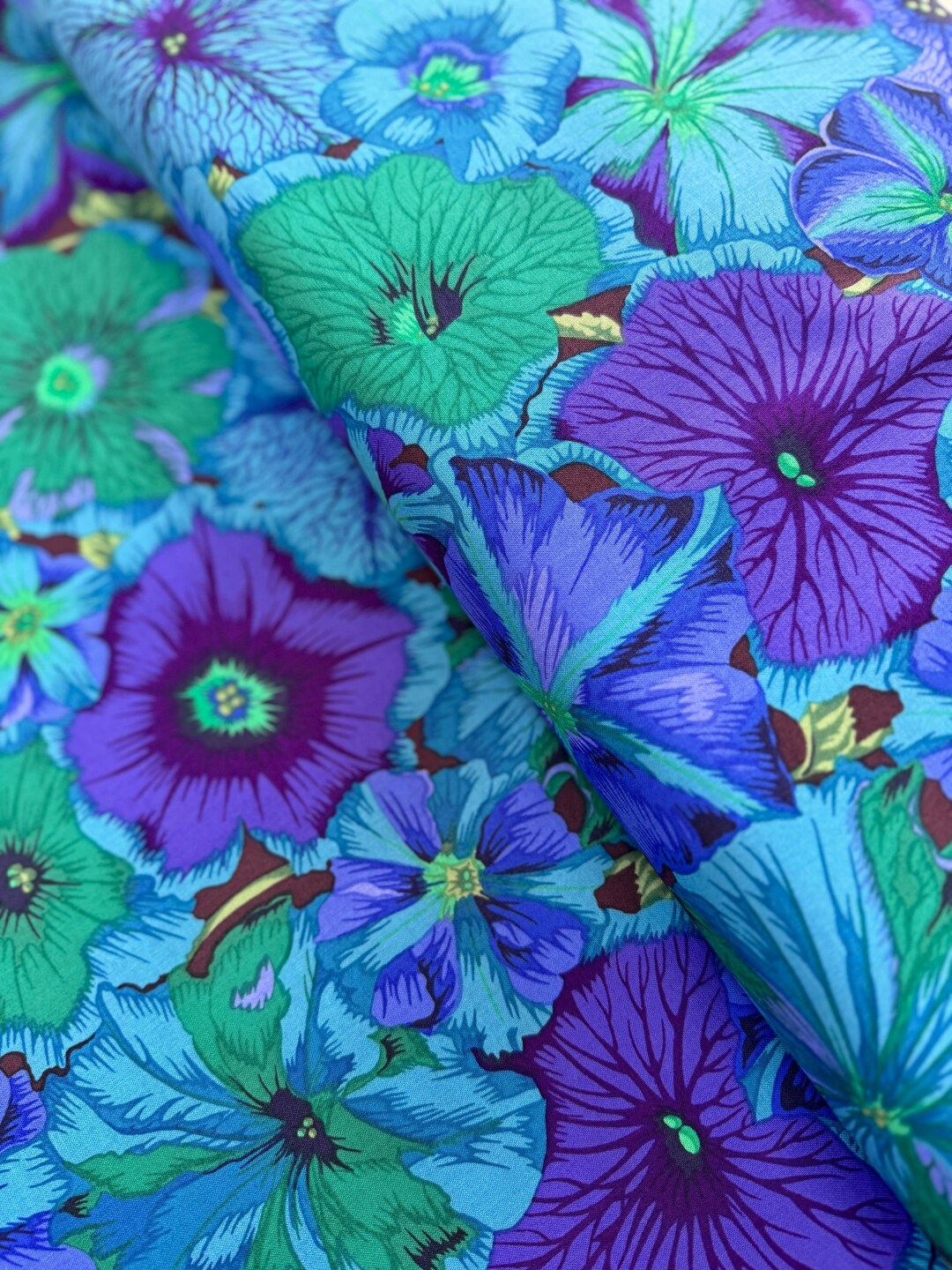 Kaffe Fassett Collective Stash - Petunias Blue Fabric by Philip Jacobs ...
