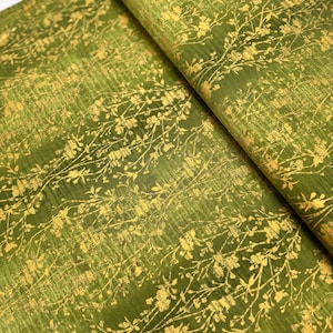 Shiny Objects - Velvety Vines Pepper Grass Metallic Fabric by Flaurie ...