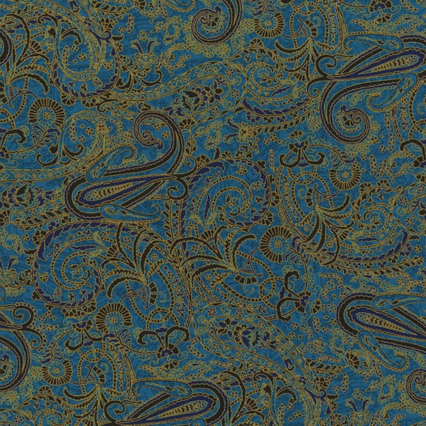 Navy Blue Paisley Fabric - Etsy