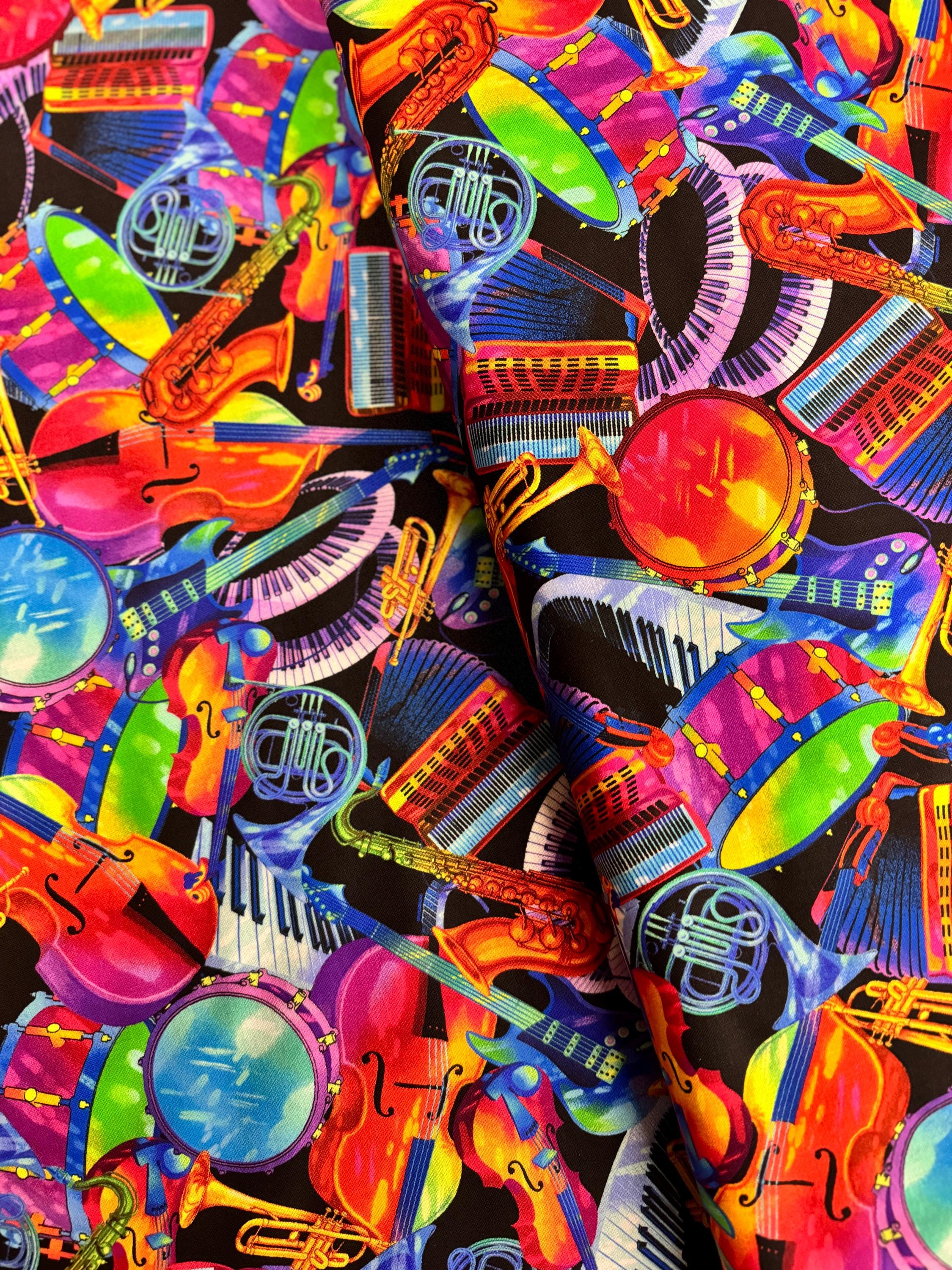 Rockstar - Jazz Musical Instrument Fabric by Chong-a Hwang - Digital ...