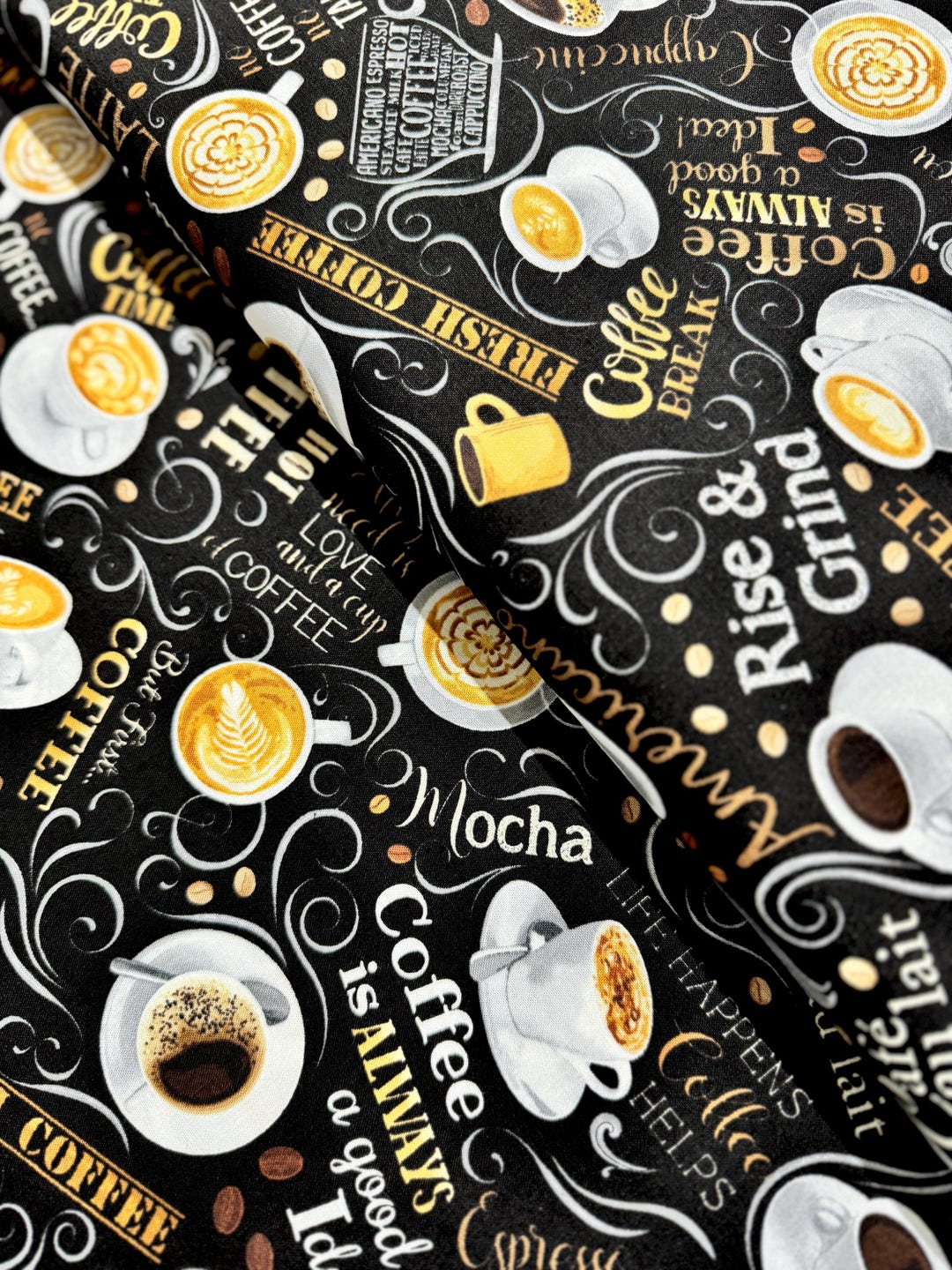 Just Brew It - Tossed Coffee and Words - Cotton Fabric - Etsy