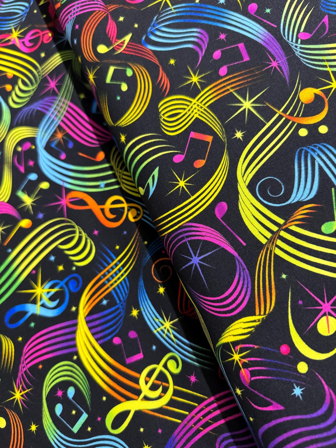 Feel the Music - Bright Music Notes Fabric - Cotton Fabric - Etsy