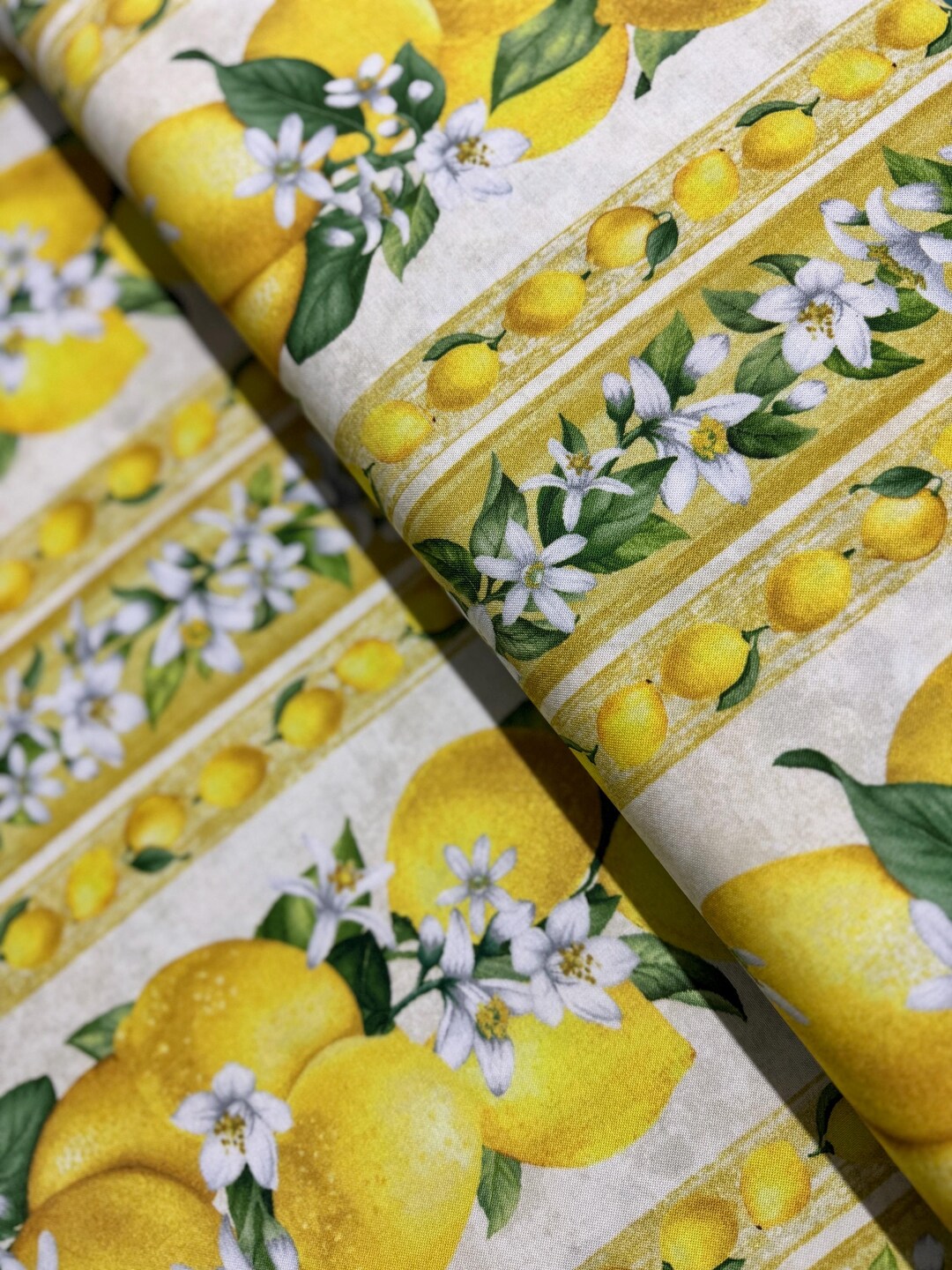Lemon Bouquet - Lemon Bouquet 11 Inch Border Stripe Fabric - Digital ...