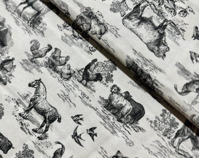 Down on the Farm - Farm Black - Cotton Fabric - Etsy