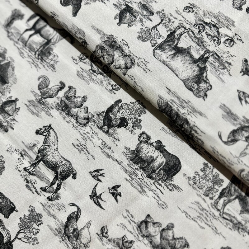 Black Toile Fabric - Etsy