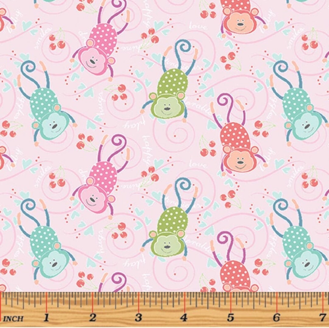 Pink Monkey Cotton Fabric - Contempo Studio - Etsy