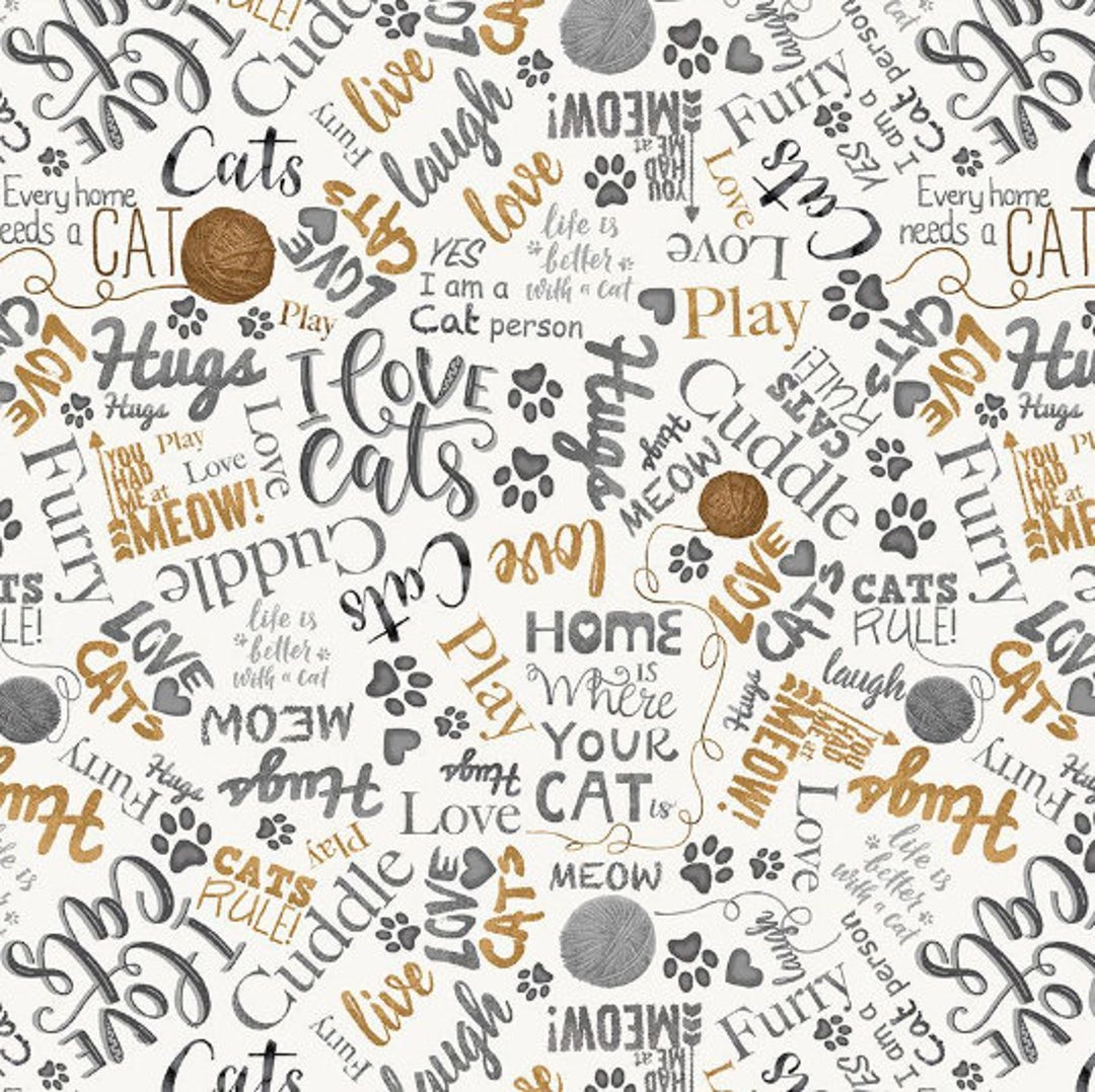 Ball of Yarn and Text Fabric - Cotton Fabric - Etsy