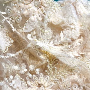 Peach Embroidered Net Fabric Embellished With Beads and Sequins - 50 ...