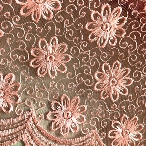 Peach Embroidered Net Fabric With Scalloped Edges - Etsy