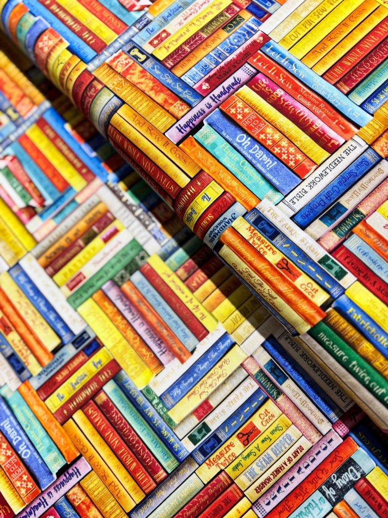 Sew Strong - Sewing Library Books Fabric - Cotton Fabric - Etsy