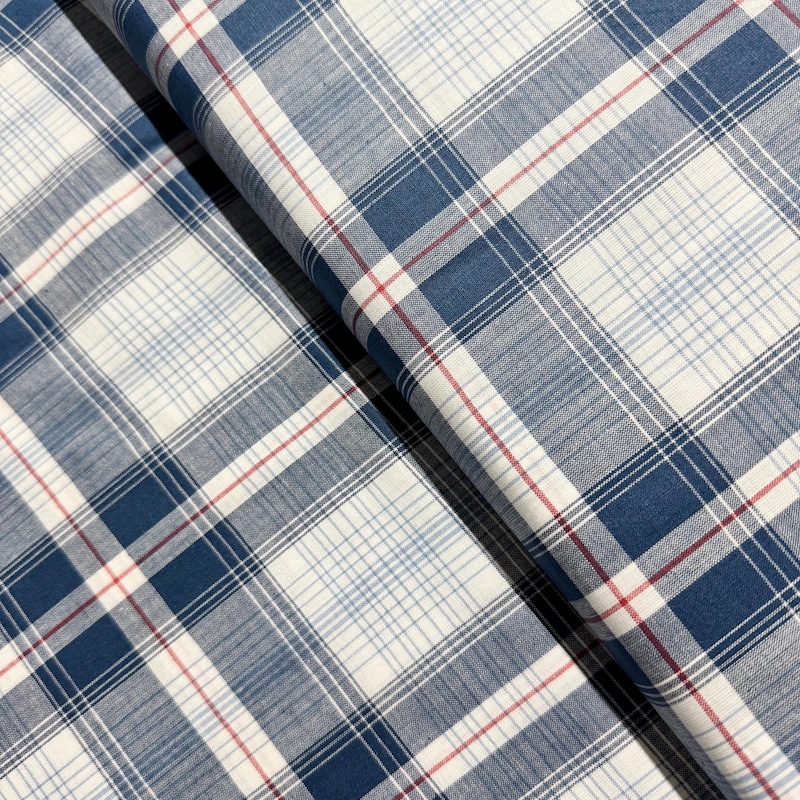 Blue Plaid Fabric - Etsy