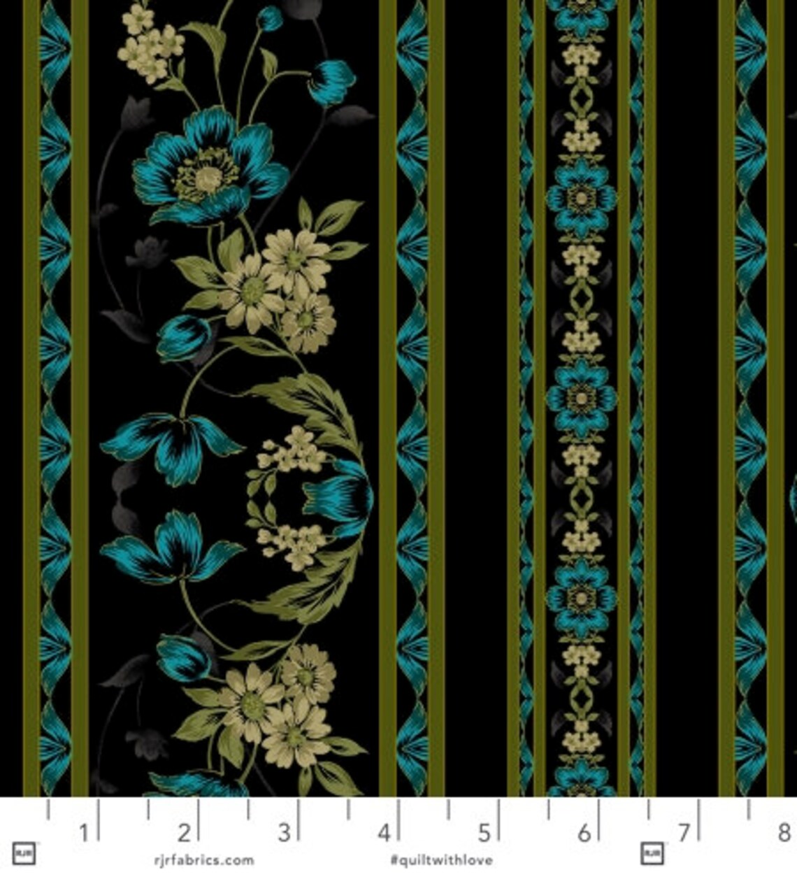 Midnight Garden - Border Teal Fabric by Jinny Beyer - Cotton Fabric - Etsy