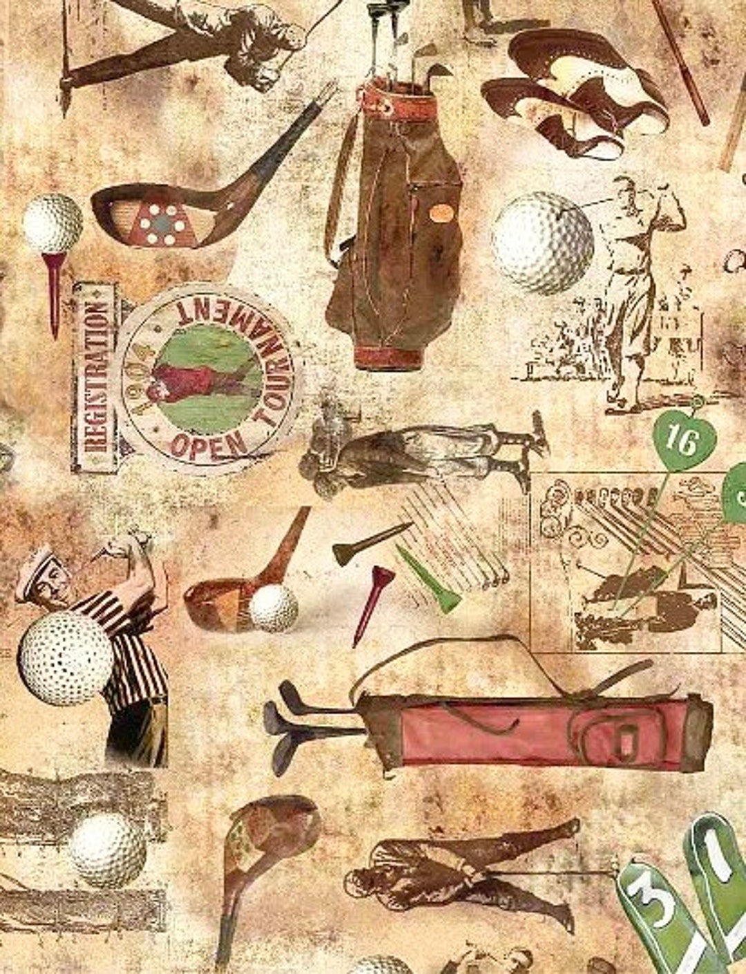 Tee Time Golf Fabric by Gail Cadden Cotton Fabric - Etsy