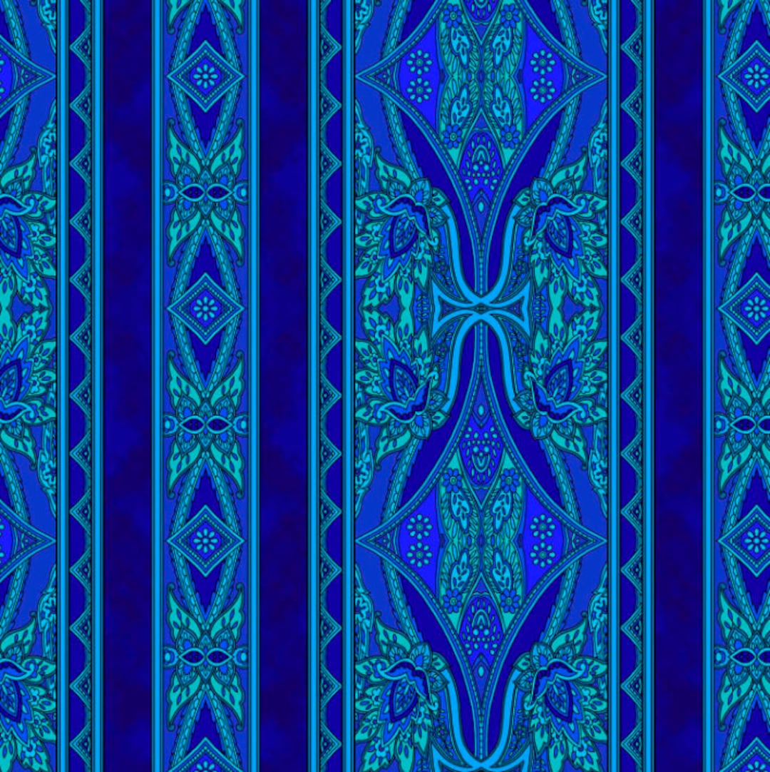 Maison - Border Blue Fabric by Jinny Beyer - Cotton Fabric - Etsy