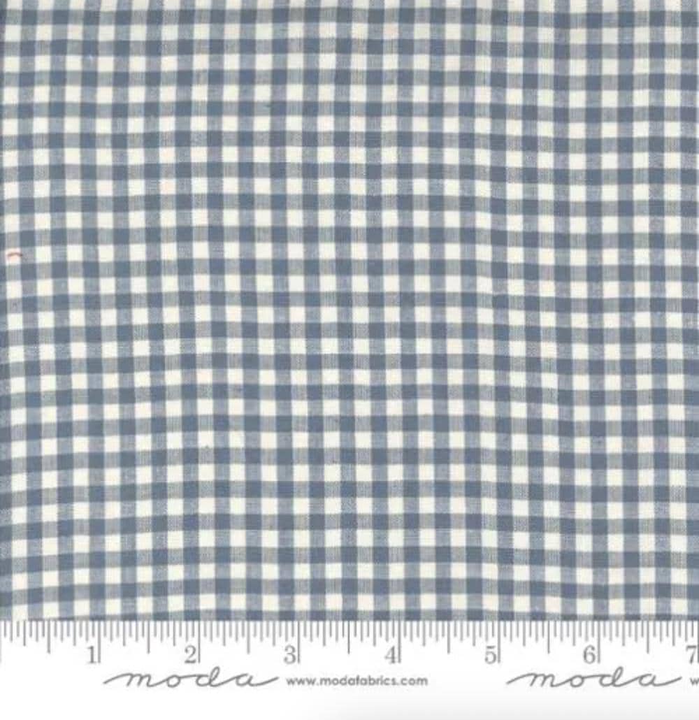 Woad Blue Gingham Fabric: French General Woven Cotton Quilting Fabric ...