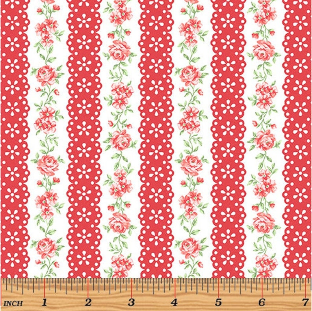 Garden Party - Lacewing Red Fabric by Eleanor Burns - Cotton Fabric - Etsy