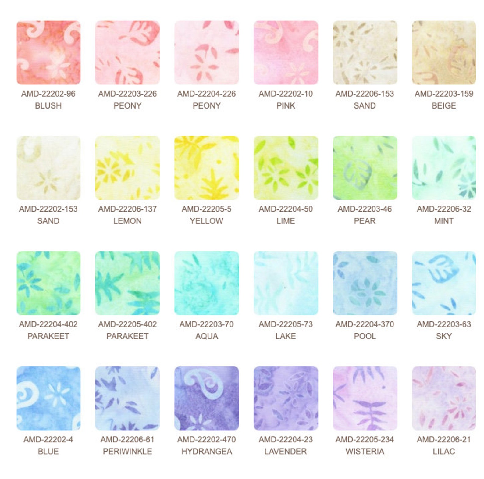 Artisan Batiks Petite Pastels Charm Pack - 42, 5" X 5" Precut Fabric ...