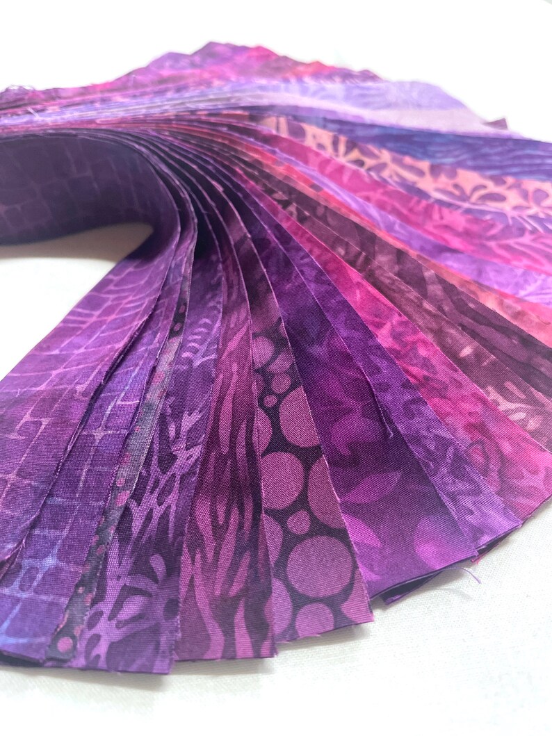Island Batik Assorted Purple Batik Scrap Strips Bundle 21 - Etsy