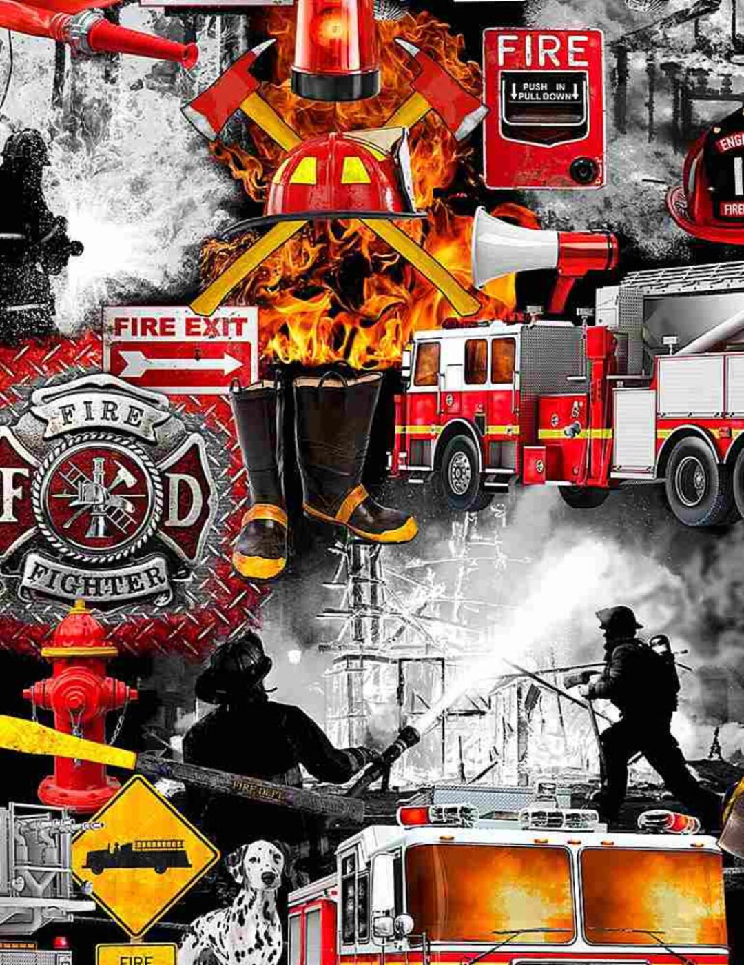 Timeless Treasures Fire & Rescue Firefighter Patchwork - Etsy