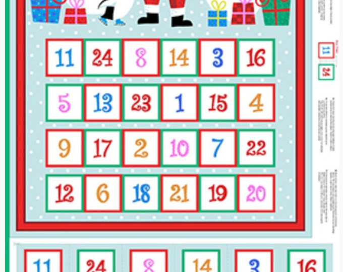 23" Panel - Jolly Santa - Advent Calendar - Cotton Fabric - Sold by the ...