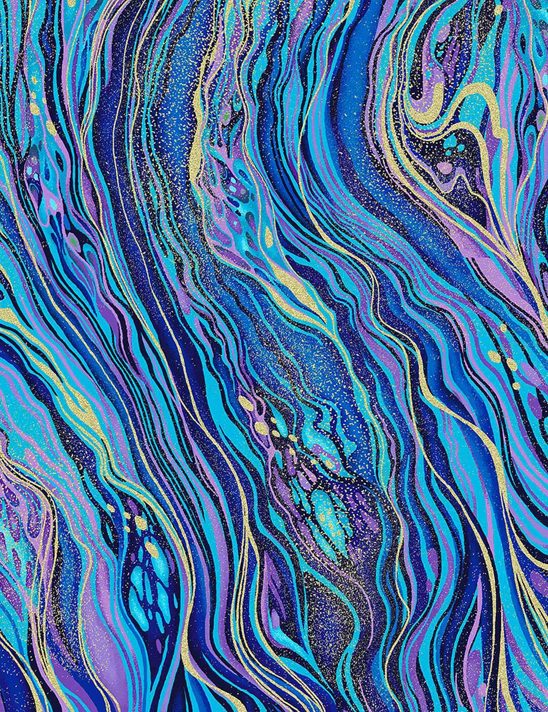 Metallic Blue Marble Cotton Fabric: Bijoux Utopia by Chong-a Hwang - Etsy