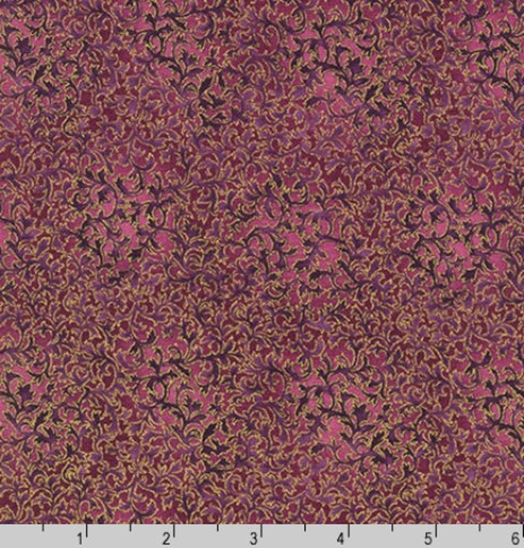 Persis Swirls Claret Metallic Cotton Fabric - Etsy