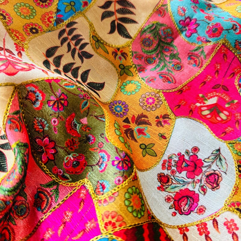 Embroidered Silk Fabric - Etsy