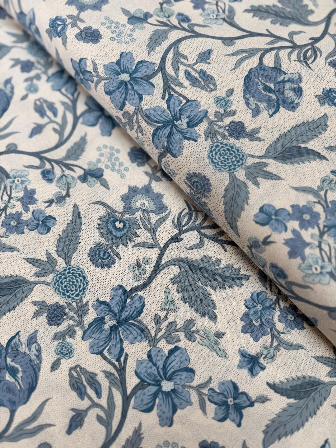 French Blue Floral Cotton Fabric: Sacre Bleu Collection - Etsy