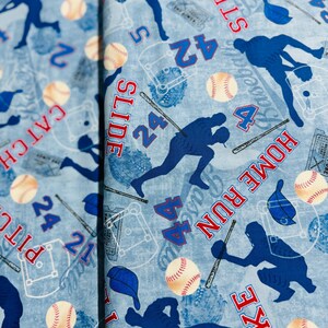 Grand Slam Churn It up Baseball Game Motifs Fabric by Gail Cadden ...