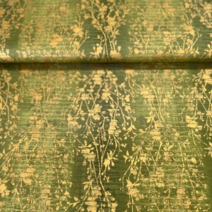 Shiny Objects - Velvety Vines Pepper Grass Metallic Fabric by Flaurie ...