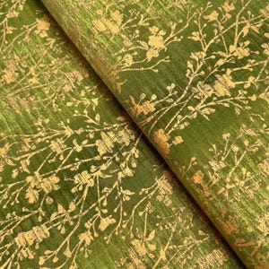 Shiny Objects - Velvety Vines Pepper Grass Metallic Fabric by Flaurie ...