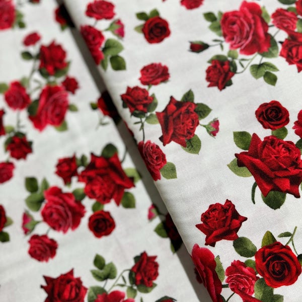 Rose Print Fabric - Etsy