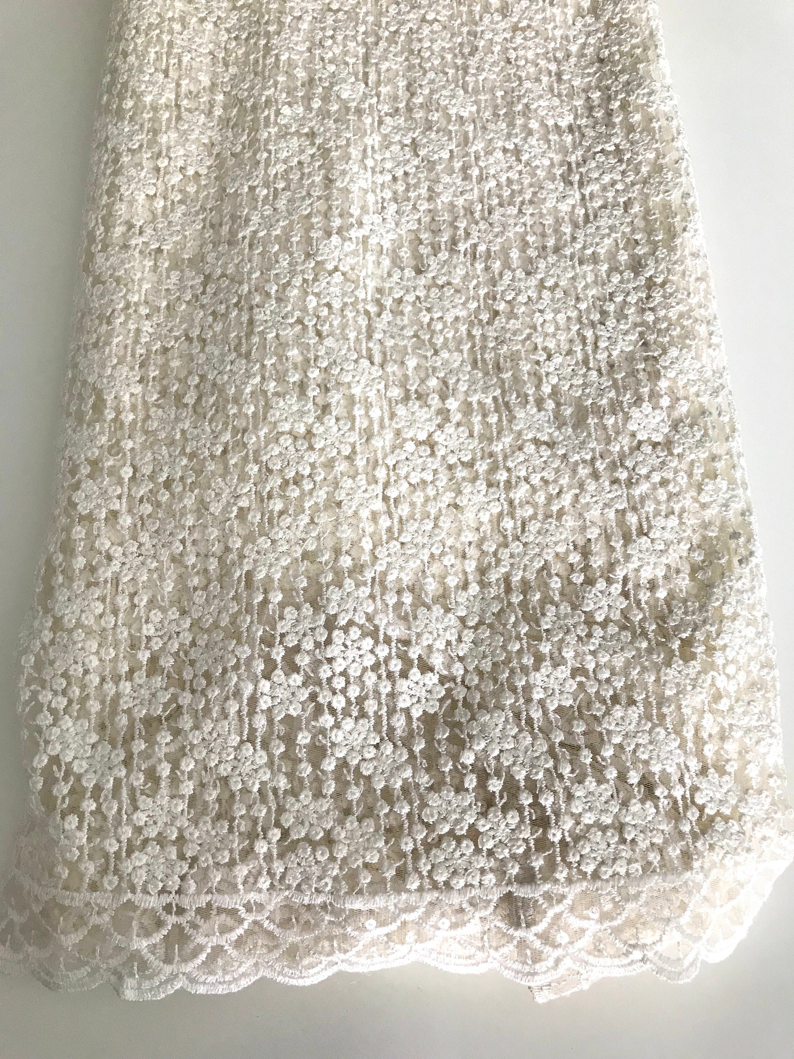 Cream Embroidered Net Fabric Embellished With Sequins - Etsy