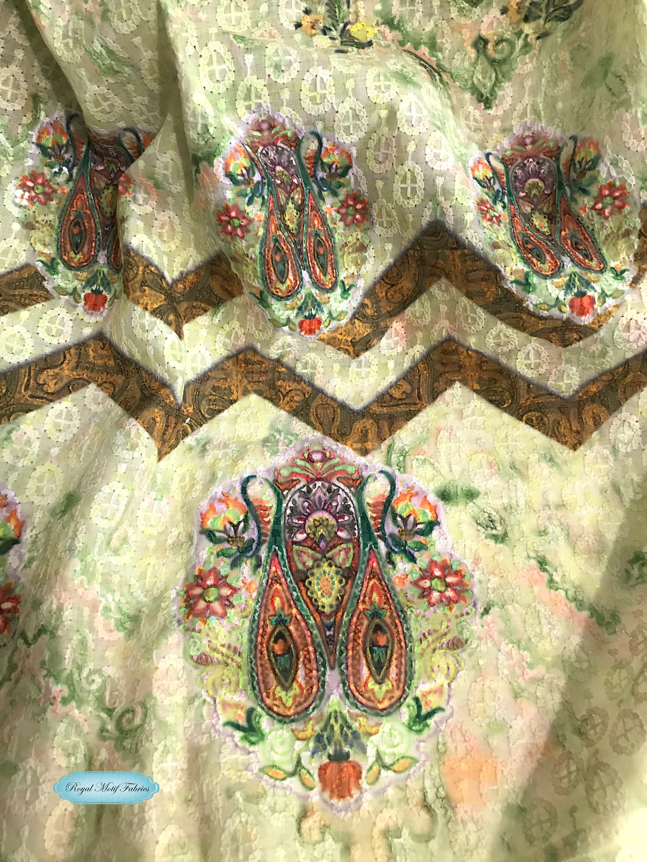 Hakoba Cotton Embroidered Fabric Embellished With Sequins Etsy