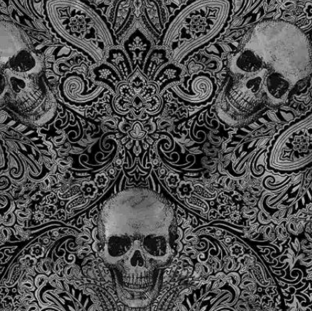 Wicked Fog - Skull Filagree - Cotton Fabric - Etsy