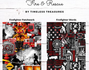 Firefighter Cotton Fabric - Etsy