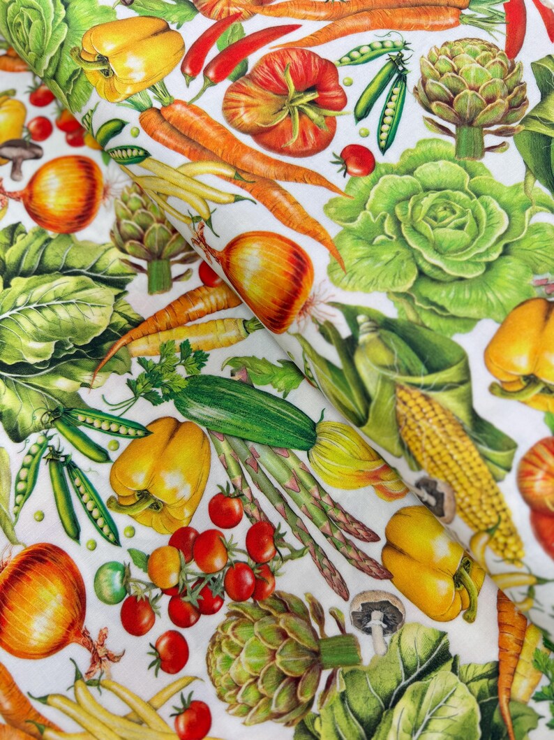Down on the Farm - Veggie - Cotton Fabric - Etsy