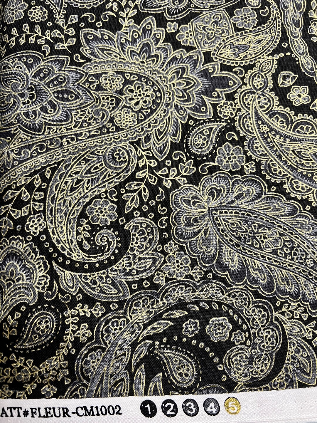 Timeless Treasures Holiday Blenders Metallic Paisley Charcoal Metallic ...