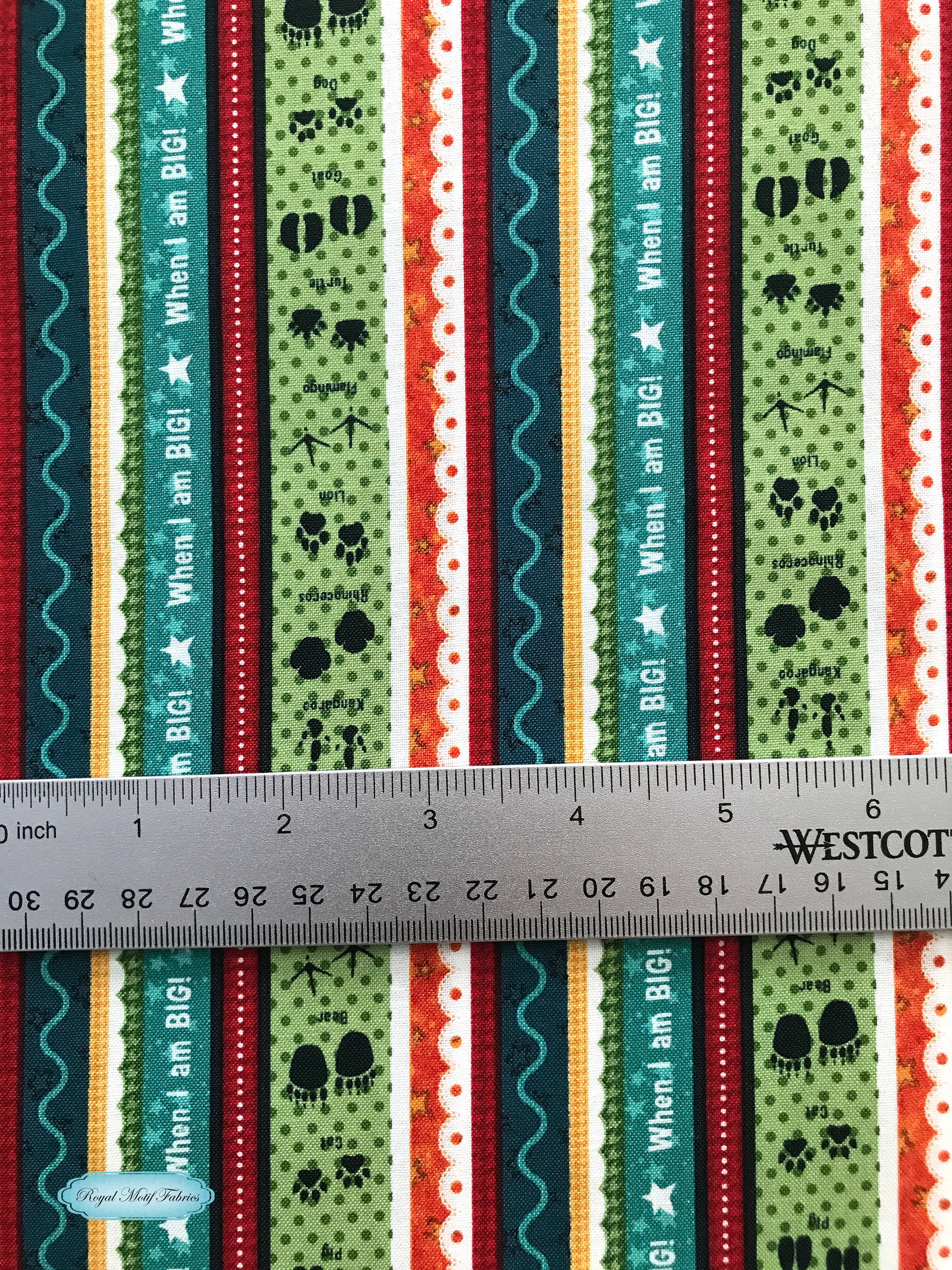 When I Am Big - Animal Tracks Stripe - Cotton Fabric - Etsy