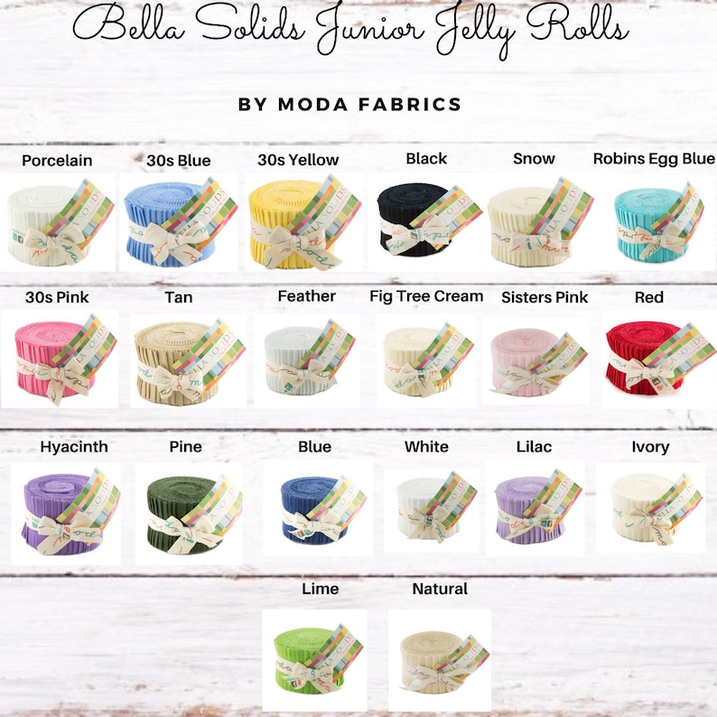 Bella Solids Junior Jelly Roll: Moda Fabrics Cotton Strips - Etsy