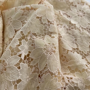 Cream Floral Embroidered Lace Fabric - Width 45" - Etsy