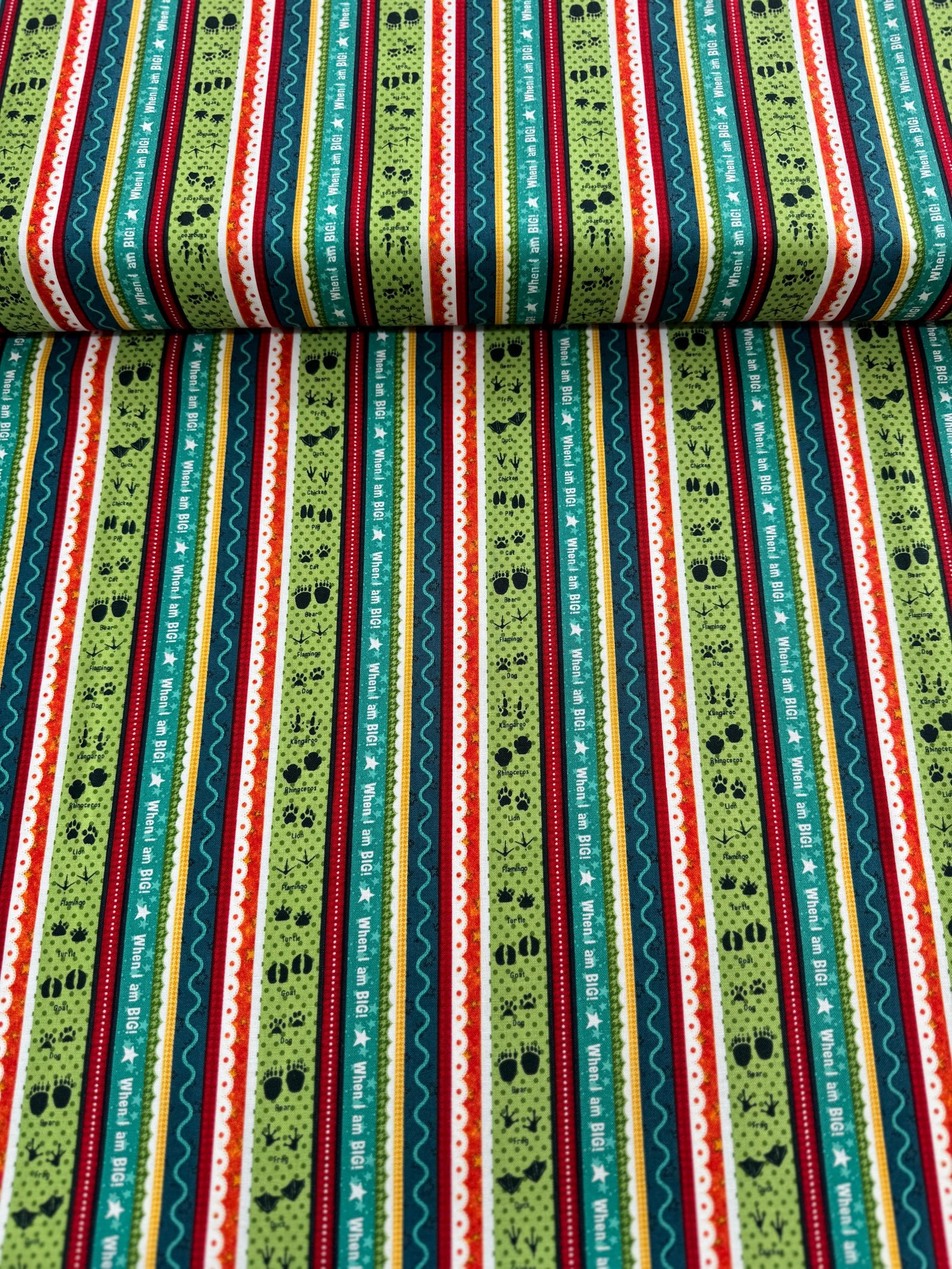 When I Am Big - Animal Tracks Stripe - Cotton Fabric - Etsy