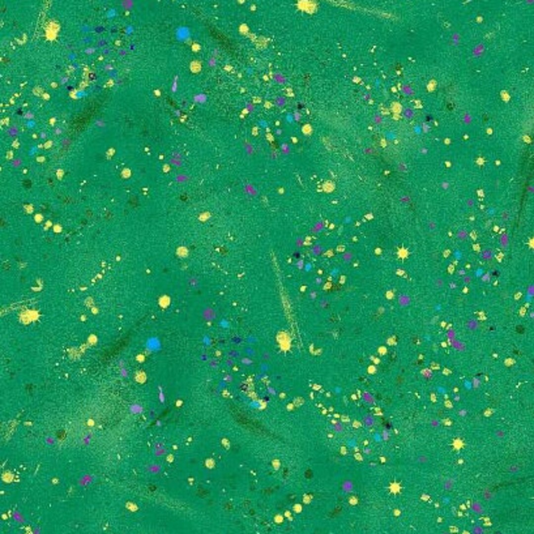 Utopia - Small Metallic Paint Splatters Green Fabric by Chong-a Hwang ...