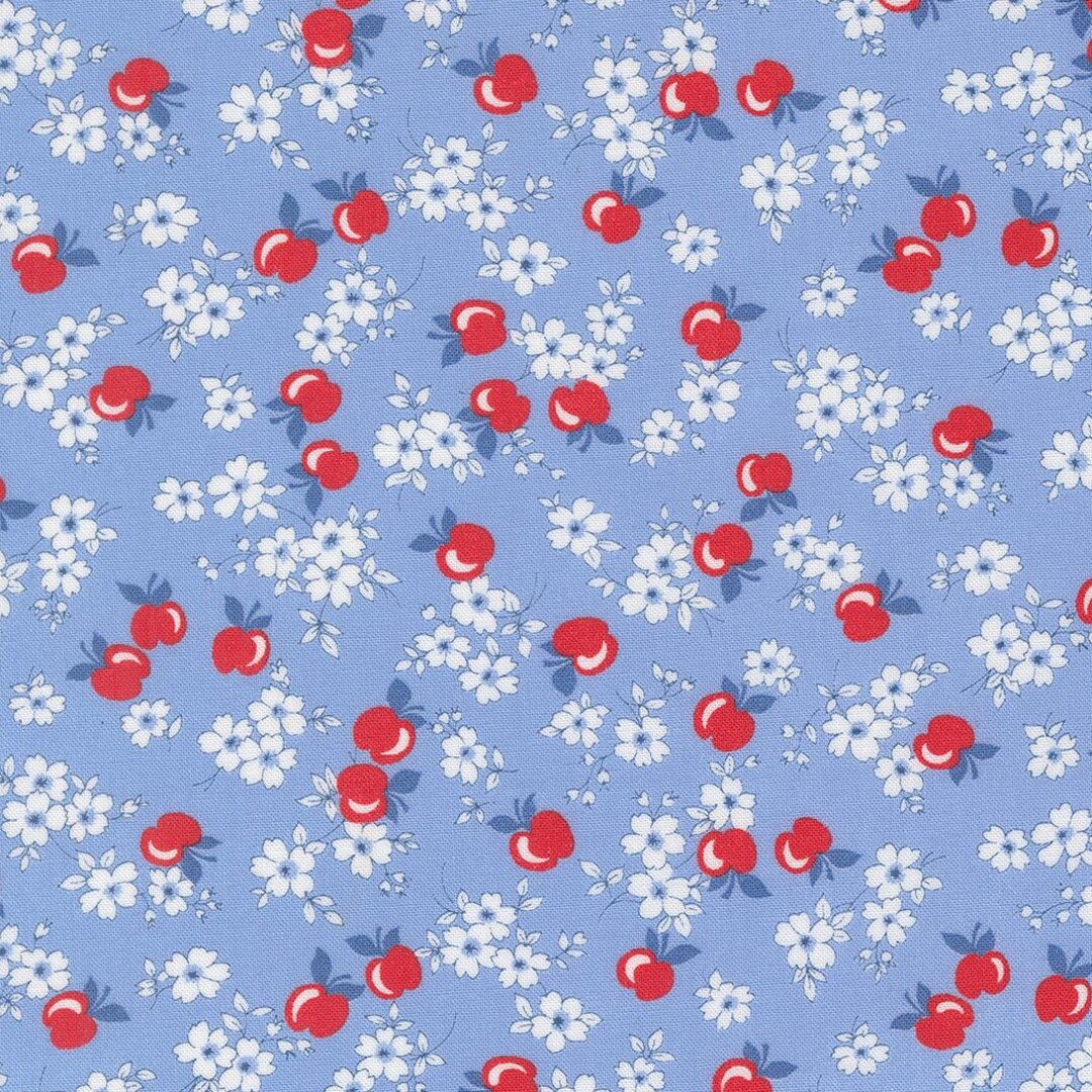 30s Playtime 2025 Apple Blossom Florals Sky Fabric by Linzee Mccray for ...