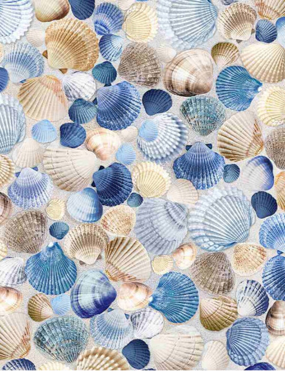 Packed Blue Seashells Cotton Fabric - Etsy