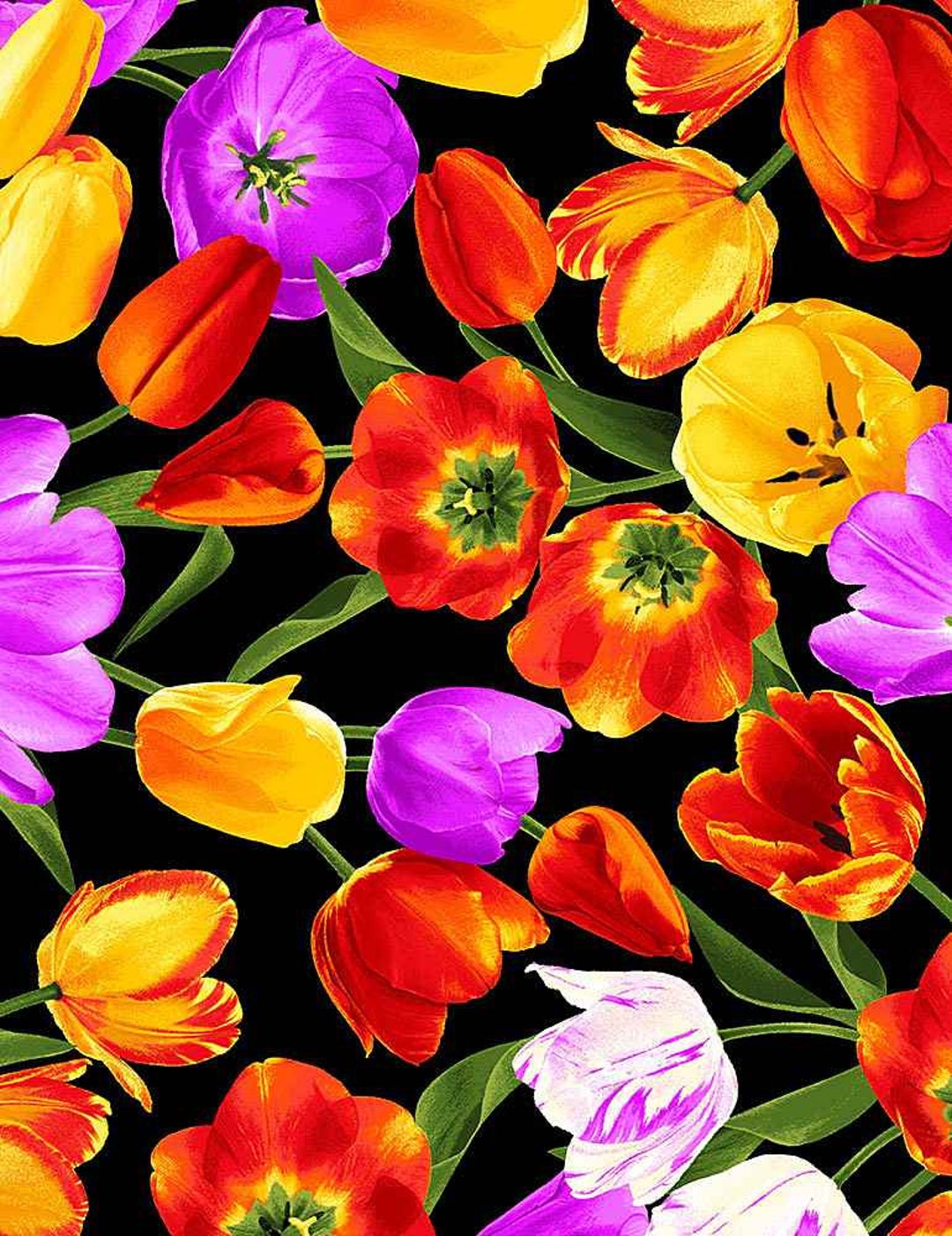 Garden Bouquet - Assorted Tulips - Cotton Fabric - Etsy