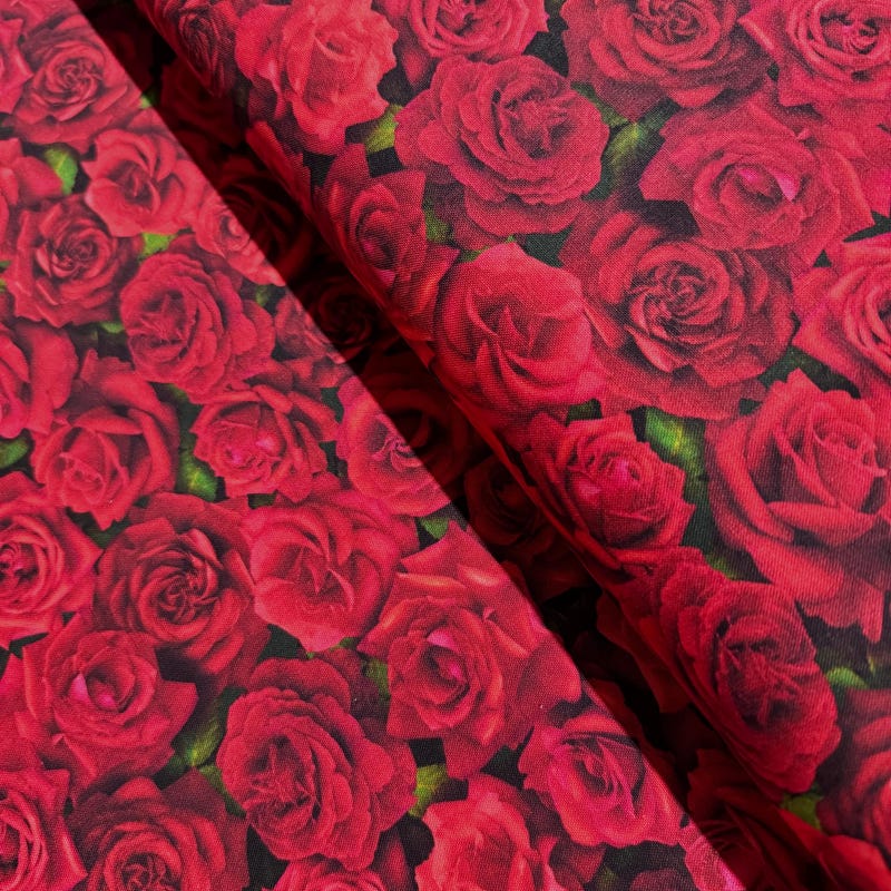 Red Rose Fabric - Etsy