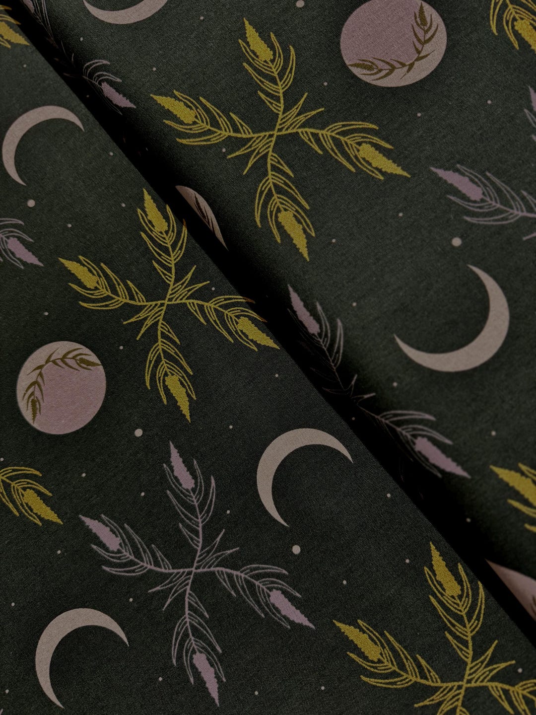 Harvest Moon Forest Green Canvas Fabric: Metallic Accents - Etsy