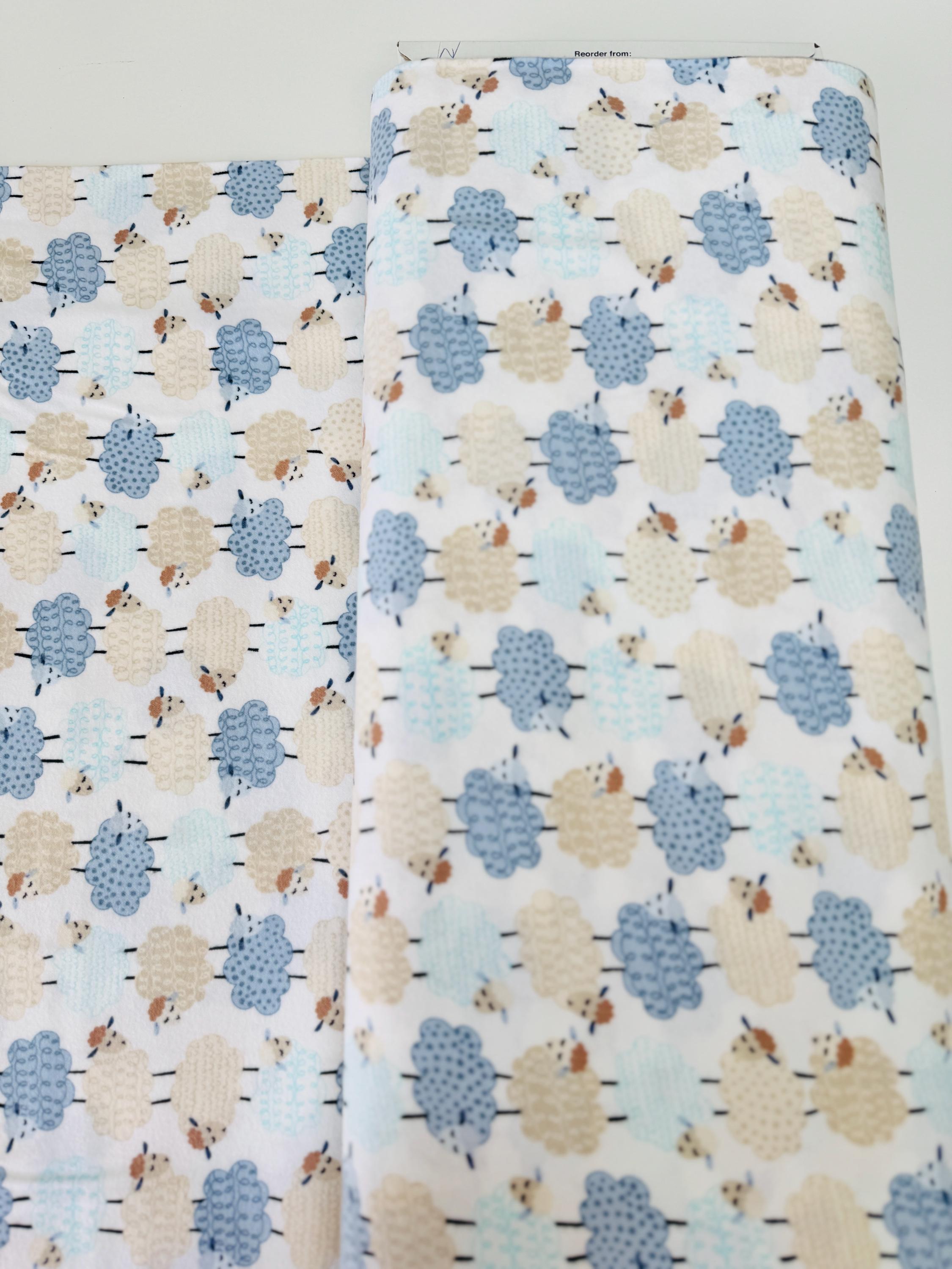 Sweet Dreams Flannel Fabric: Stacked Sheep White Cotton Flannel - Etsy