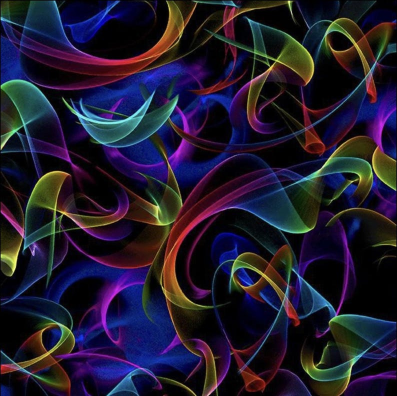 Neon Smoke Rainbow Fabric | Petal Power by Timeless Treasures | Bright ...